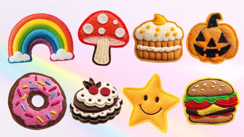 Cute felt sticker set, editable | Premium Editable Design - rawpixel