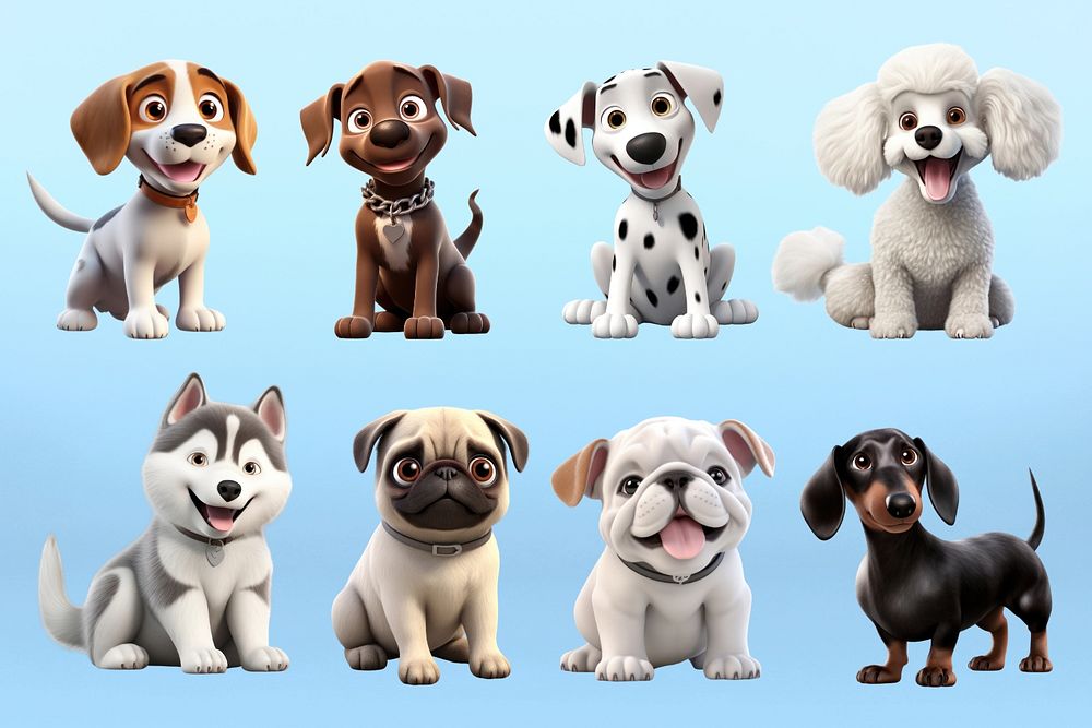 Cute 3d dog set, editable | Premium Editable Design - rawpixel