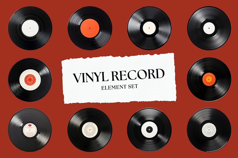 Vinyl record set, editable design | Premium Editable Design - rawpixel