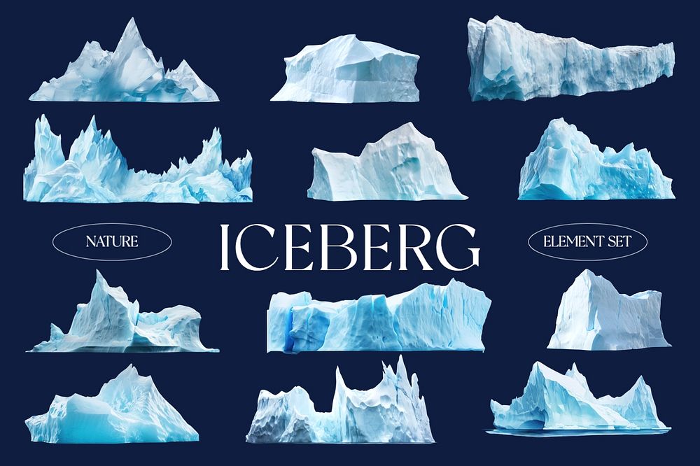 Iceberg set, editable design element | Premium Editable Design - rawpixel