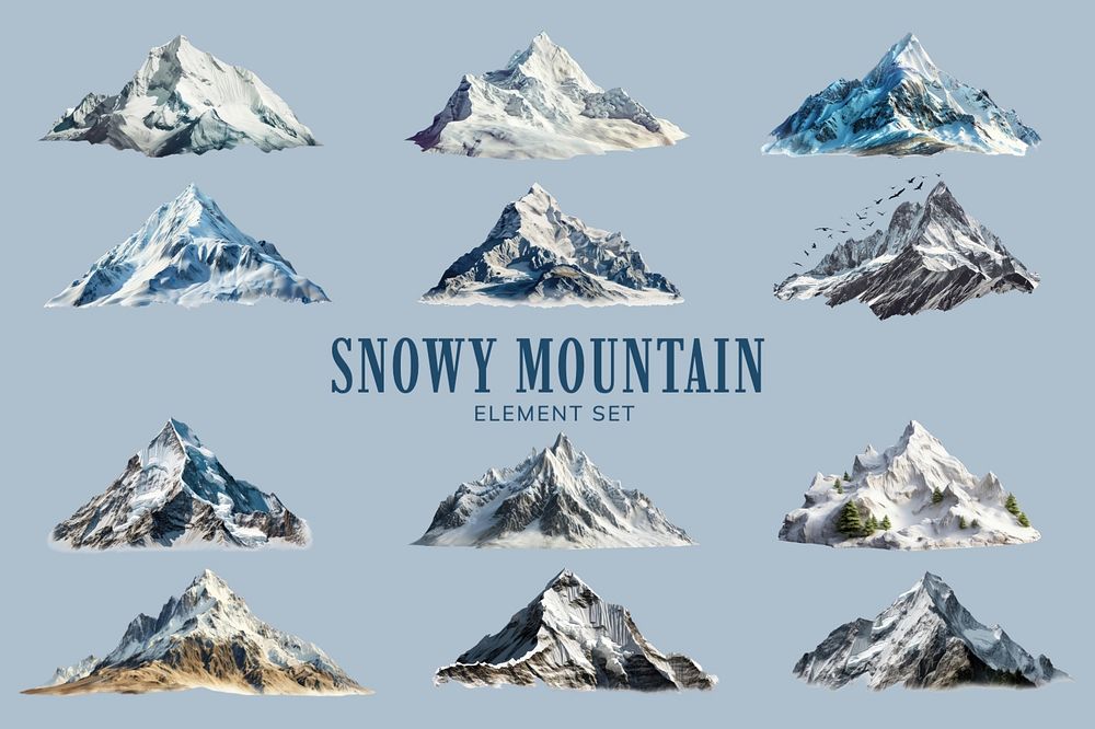 Snowy mountain set, editable design | Premium Editable Design - rawpixel