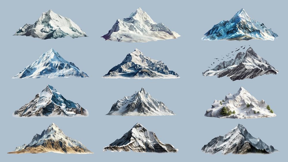 Snowy mountain set, editable design | Premium Editable Design - rawpixel