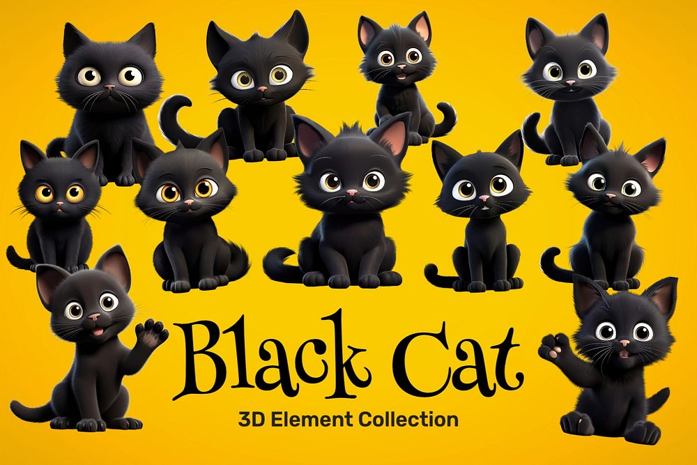 Editable 3d black cat design | Premium Editable Design - rawpixel