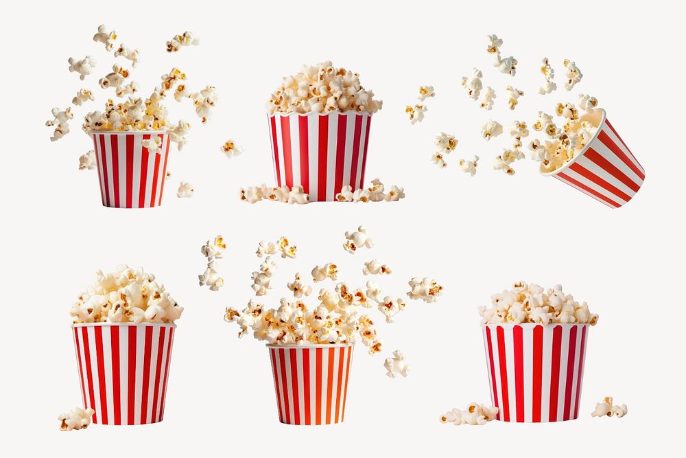 Editable popcorn design element set | Premium Editable Design - rawpixel