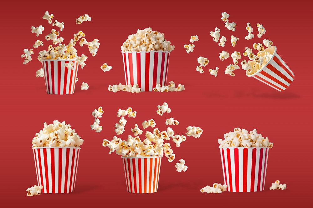 Editable popcorn design element set | Premium Editable Design - rawpixel