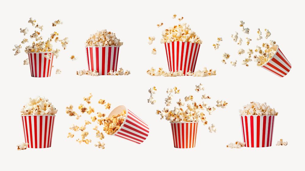 Editable popcorn design element set | Premium Editable Design - rawpixel