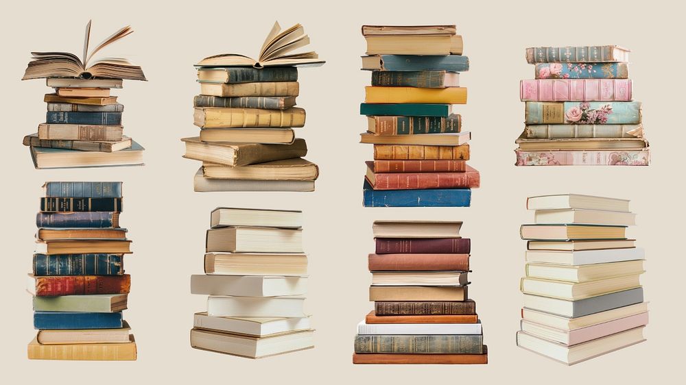 Editable stacked vintage books design | Premium Editable Design - rawpixel