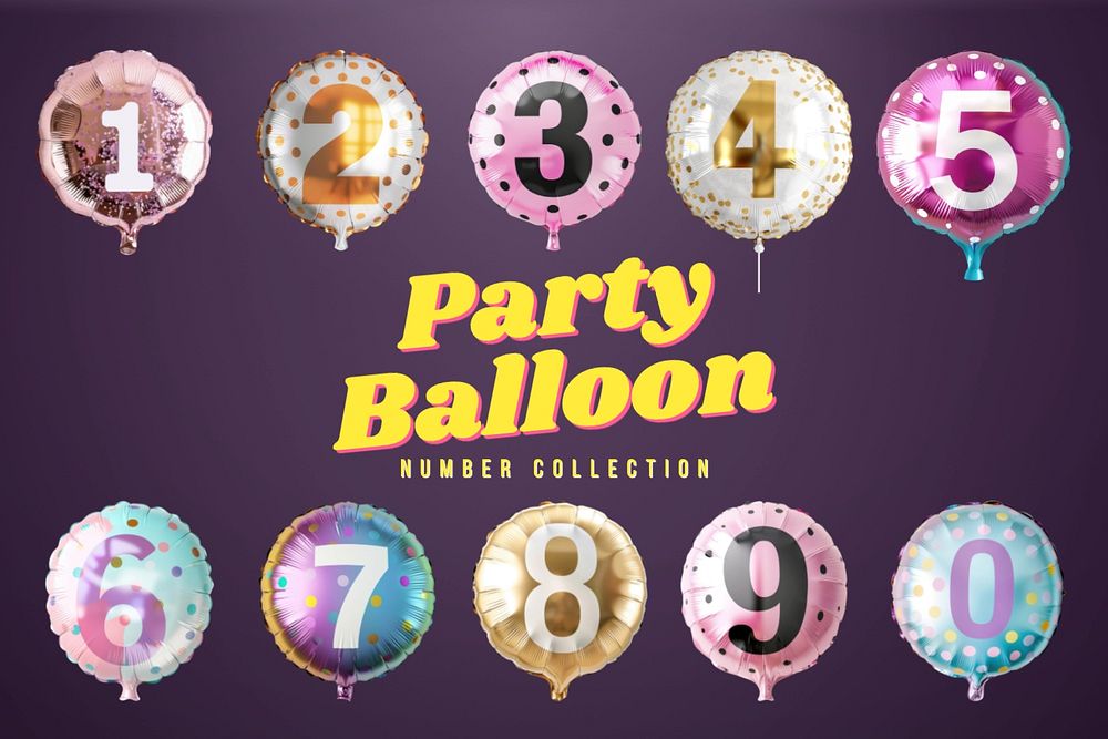 Editable number party balloon design | Premium Editable Design - rawpixel