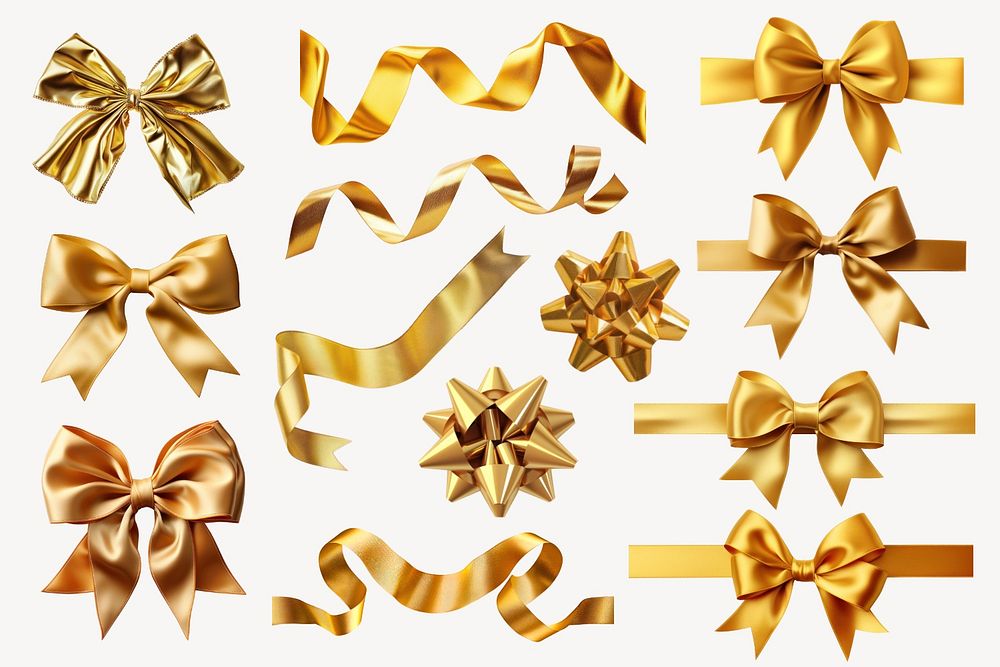 Editable golden ribbon bow design | Premium Editable Design - rawpixel