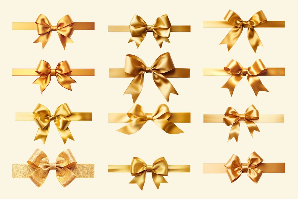 Editable golden ribbon bow design | Premium Editable Design - rawpixel