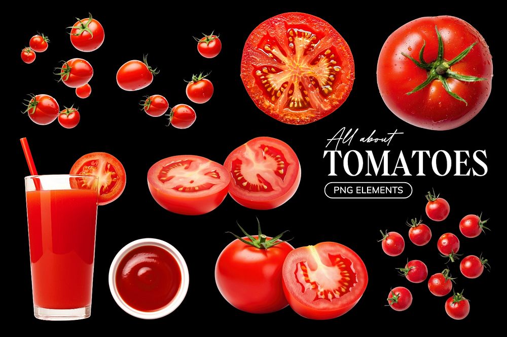 Editable tomato design element set | Premium Editable Design - rawpixel