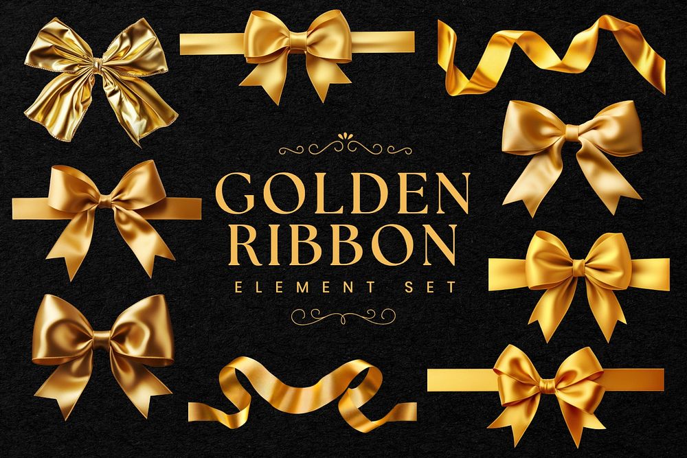 Editable golden ribbon bow design | Premium Editable Design - rawpixel