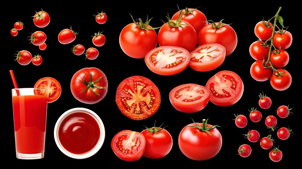 Editable tomato design element set | Premium Editable Design - rawpixel