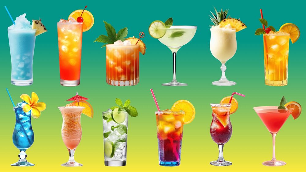 Editable cocktail design element set | Premium Editable Design - rawpixel