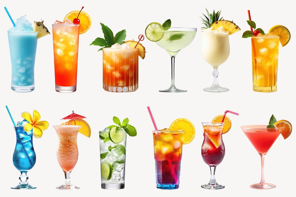 Editable cocktail design element set | Premium Editable Design - rawpixel