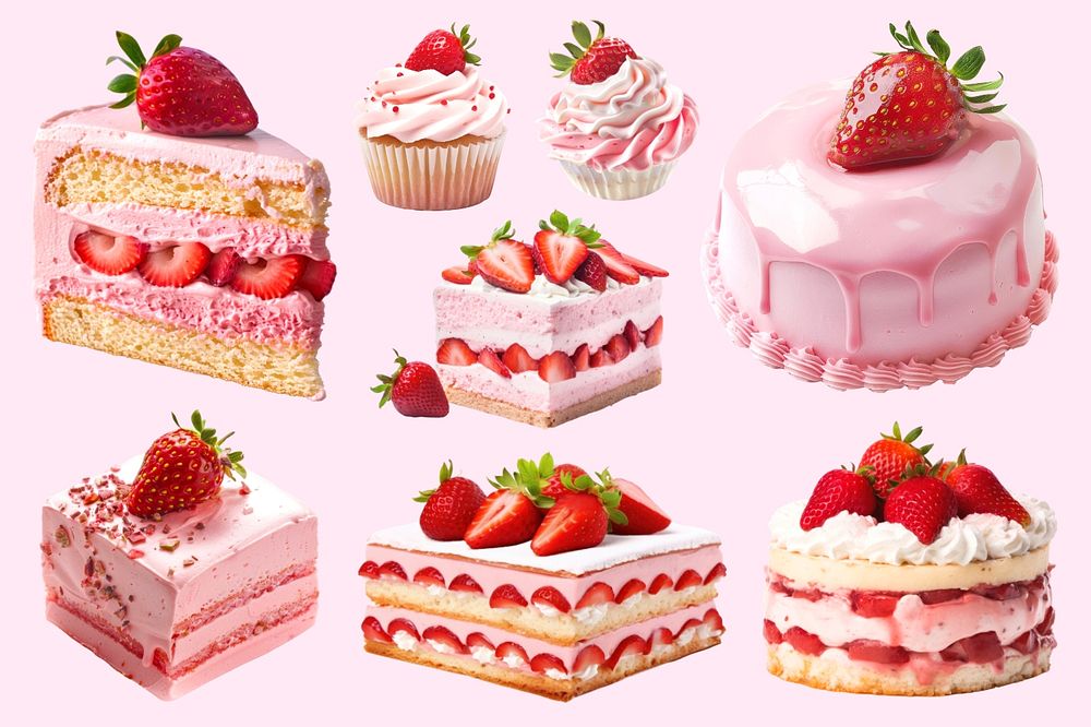 Editable strawberry cake design element | Premium Editable Design ...