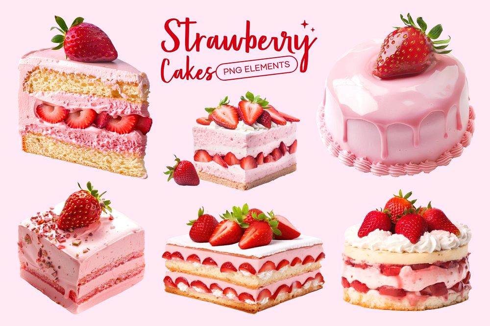 Editable strawberry cake design element | Premium Editable Design ...