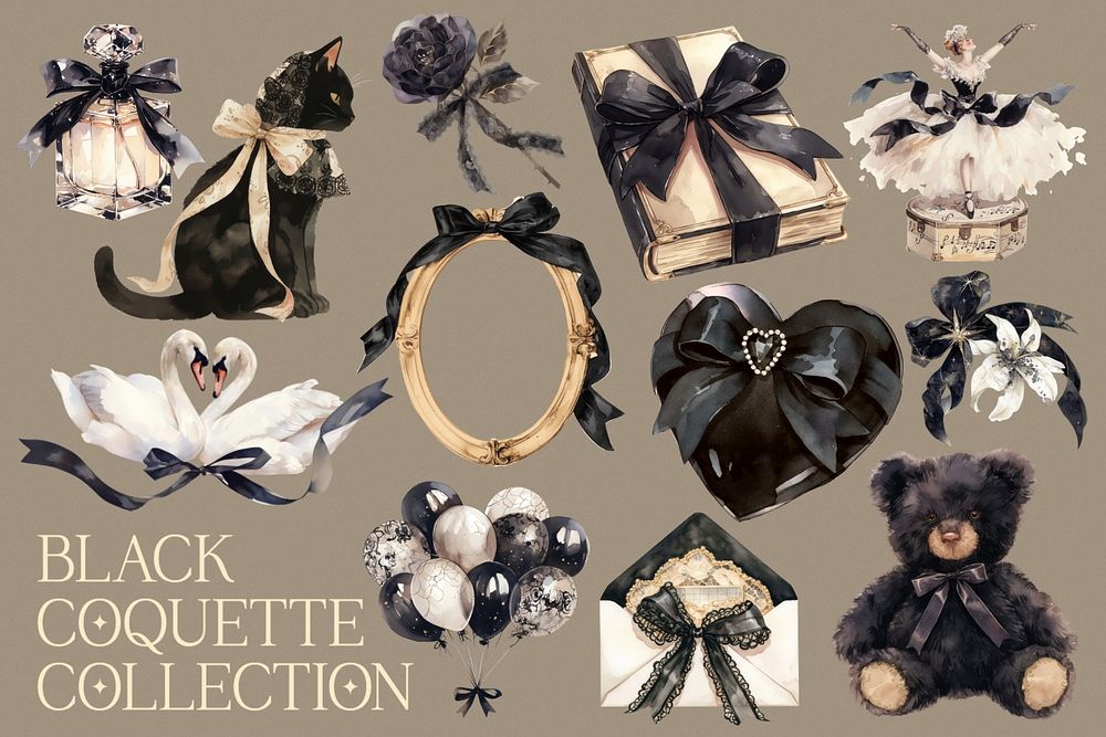 Editable watercolor black coquette design | Premium Editable Design ...