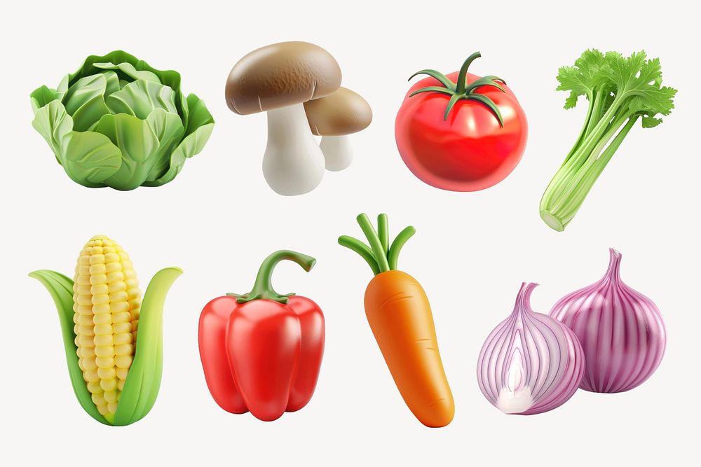 Editable 3D vegetable element set | Premium Editable Design - rawpixel