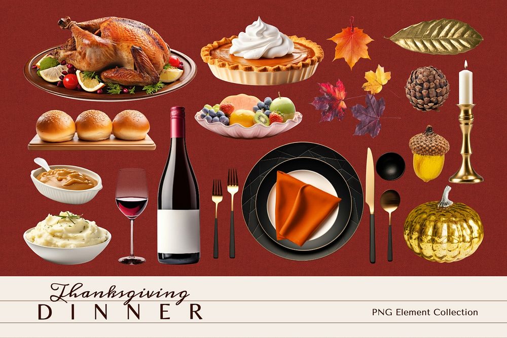 Editable Thanksgiving dinner element set | Premium Editable Design ...