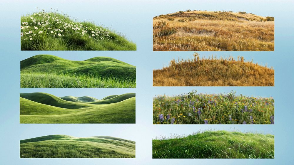 Editable hill border element set | Premium Editable Design - rawpixel