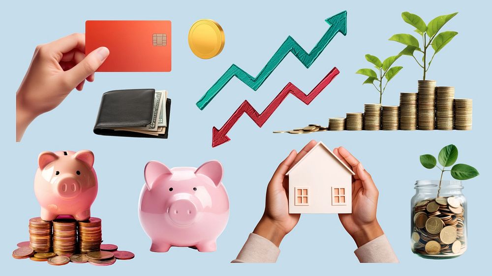 Editable saving money element set | Premium Editable Design - rawpixel