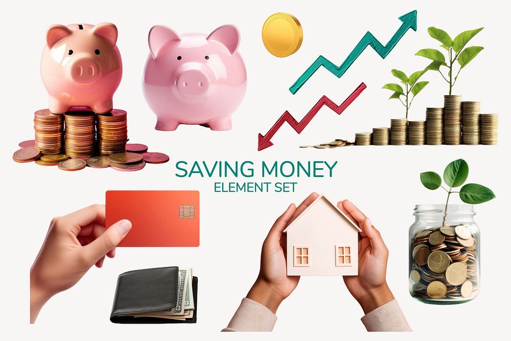 Editable saving money element set | Premium Editable Design - rawpixel