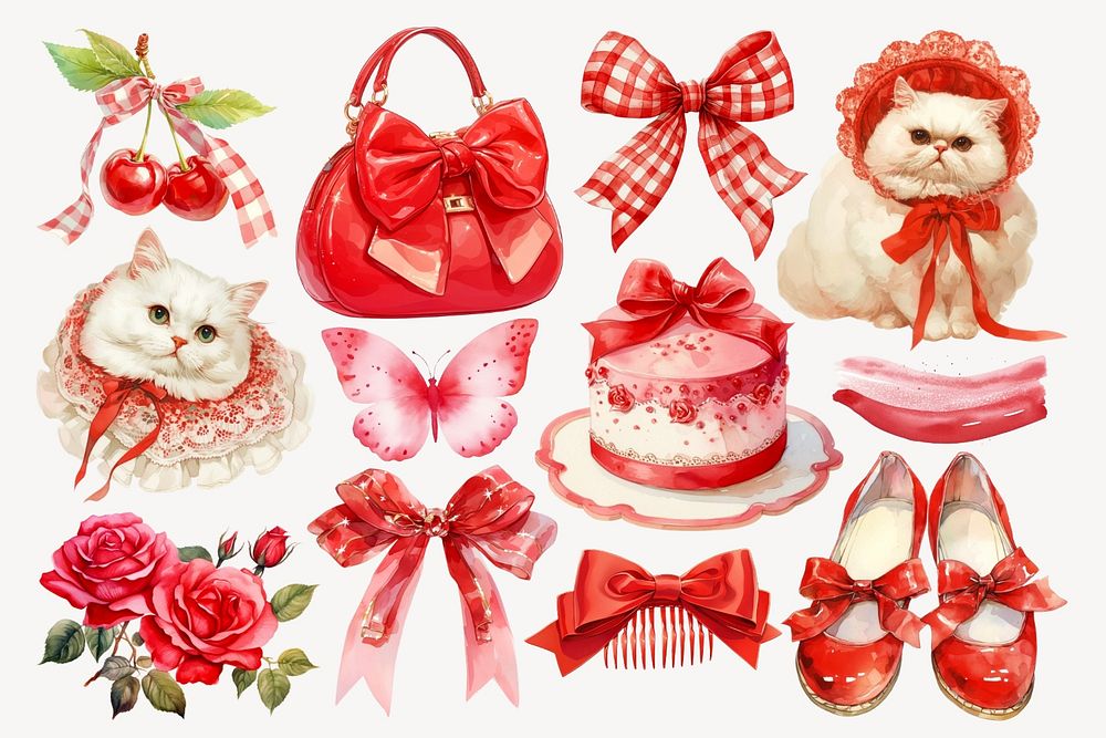 Editable watercolor red coquette element | Premium Editable Design ...