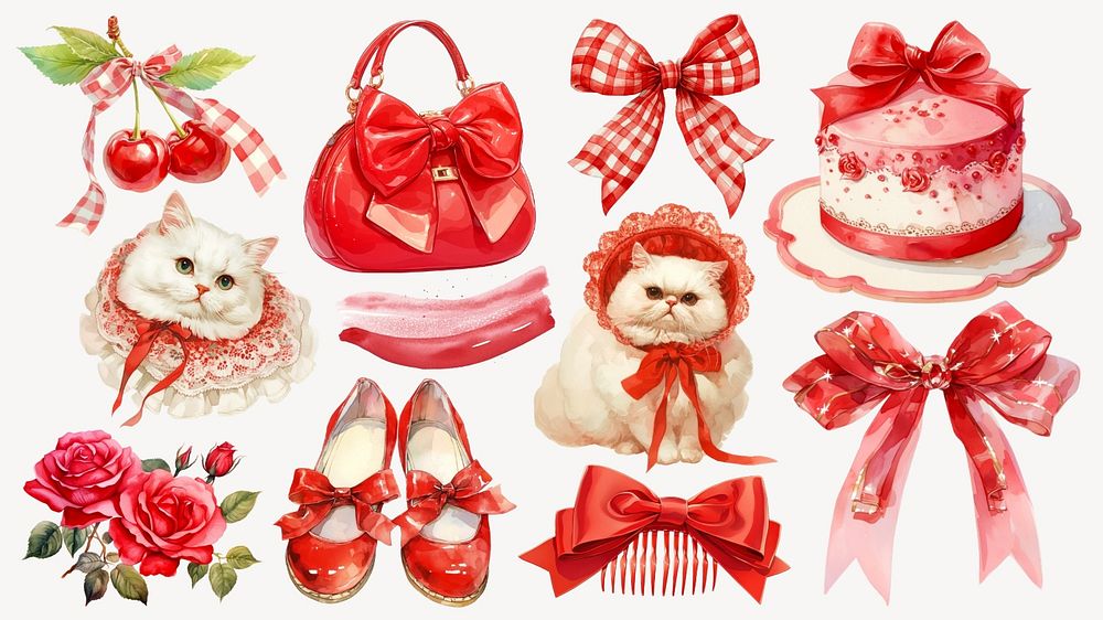 Editable watercolor red coquette element | Premium Editable Design ...