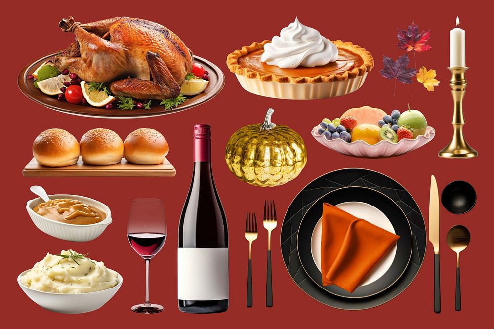 Editable Thanksgiving dinner element set | Premium Editable Design - rawpixel