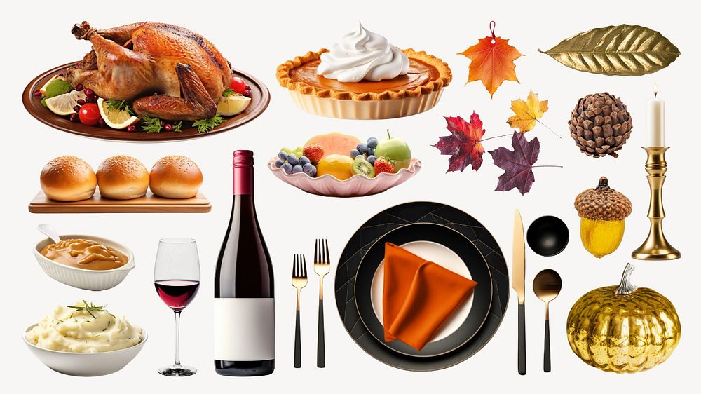 Editable Thanksgiving dinner element set | Premium Editable Design ...