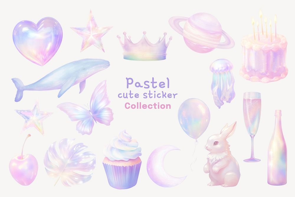Editable Pastel cute sticker design | Premium Editable Design - rawpixel