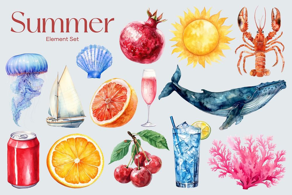 Editable watercolor Summer design element | Premium Editable Design ...