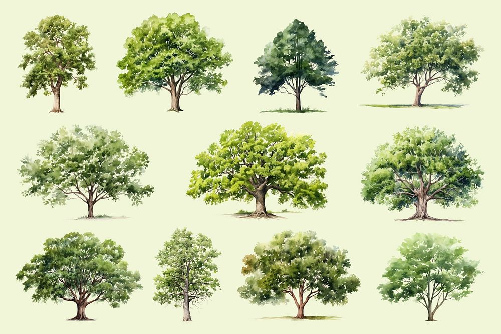 Editable tree design element set | Premium Editable Design - rawpixel