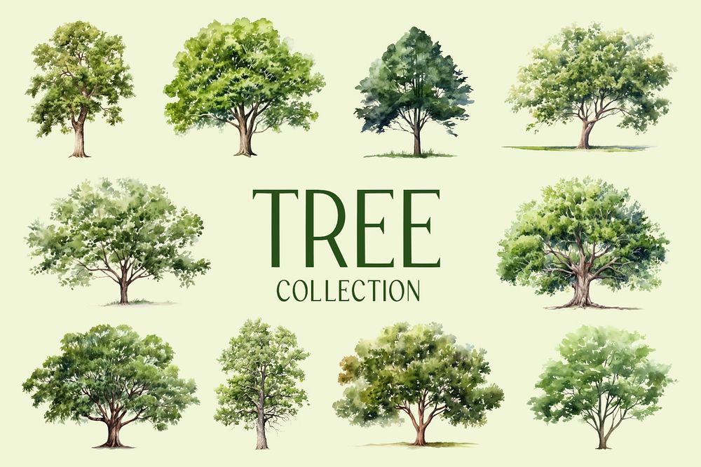 Editable tree design element set | Premium Editable Design - rawpixel
