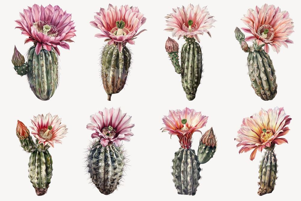 Editable Pink cactus flower design | Premium Editable Design - rawpixel