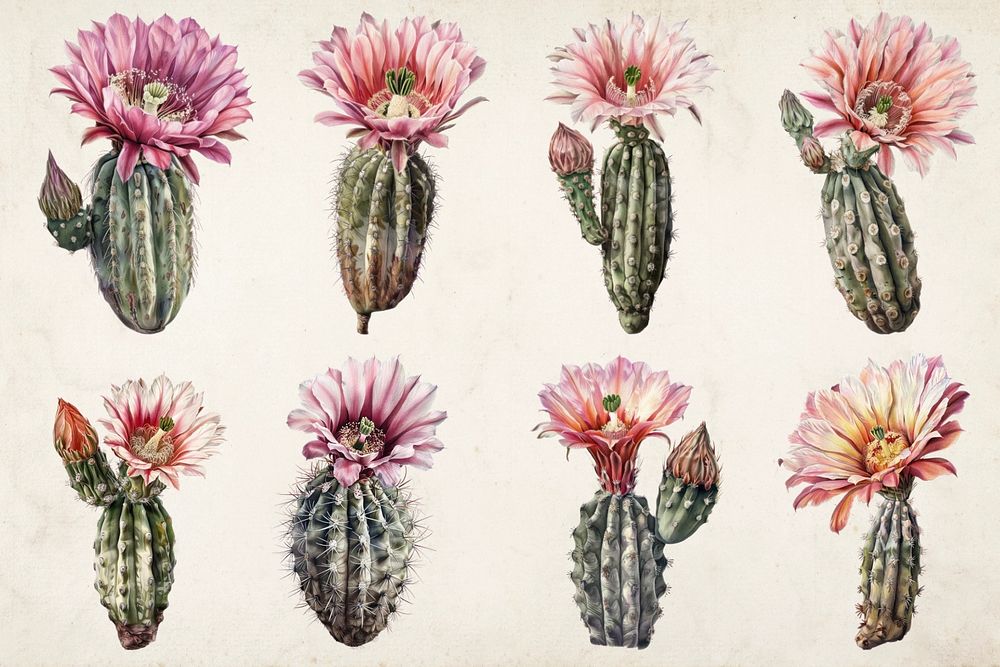 Editable Pink cactus flower design | Premium Editable Design - rawpixel