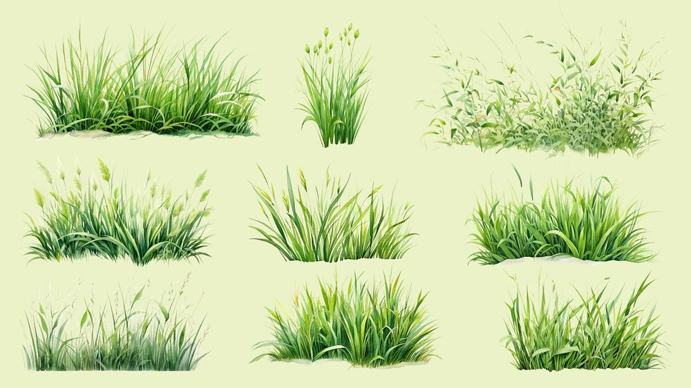 Editable grass design element set | Premium Editable Design - rawpixel