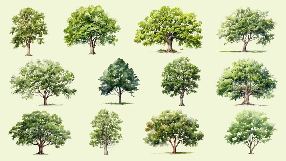 Editable tree design element set | Premium Editable Design - rawpixel