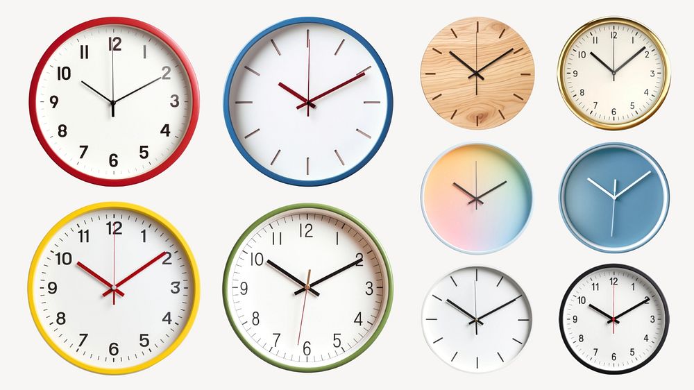 Editable wall clocks design element | Premium Editable Design - rawpixel