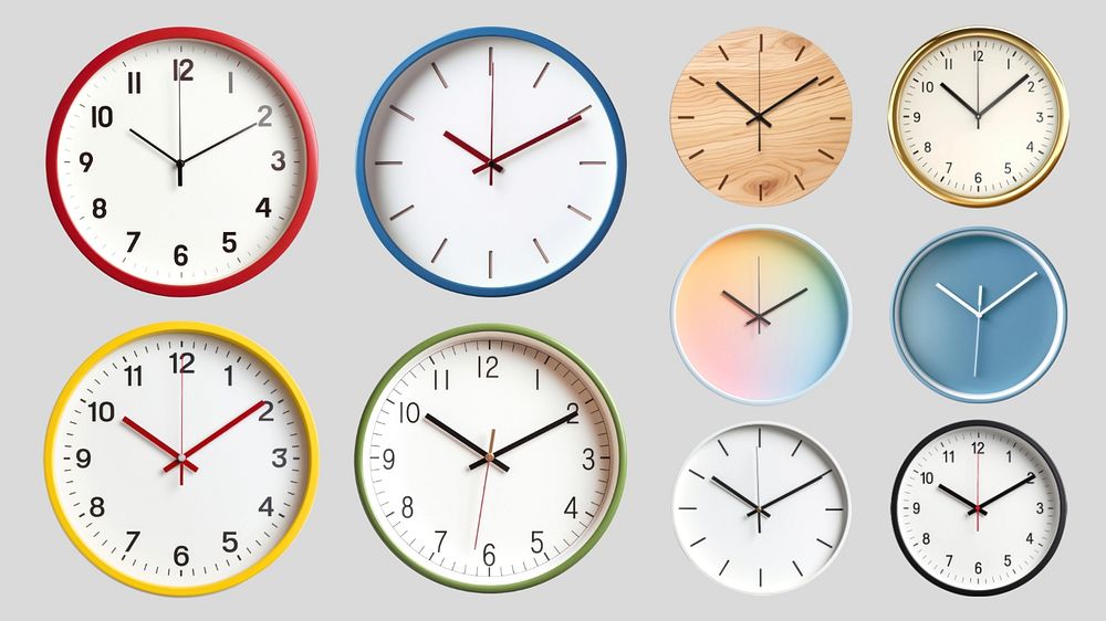 Editable wall clocks design element | Premium Editable Design - rawpixel