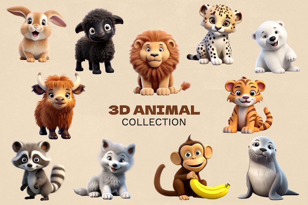 Editable 3d animal character design | Premium Editable Design - rawpixel
