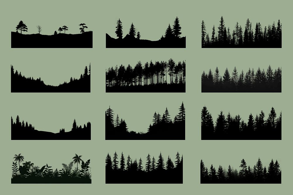 Editable forest silhouette design element | Premium Editable Design - rawpixel