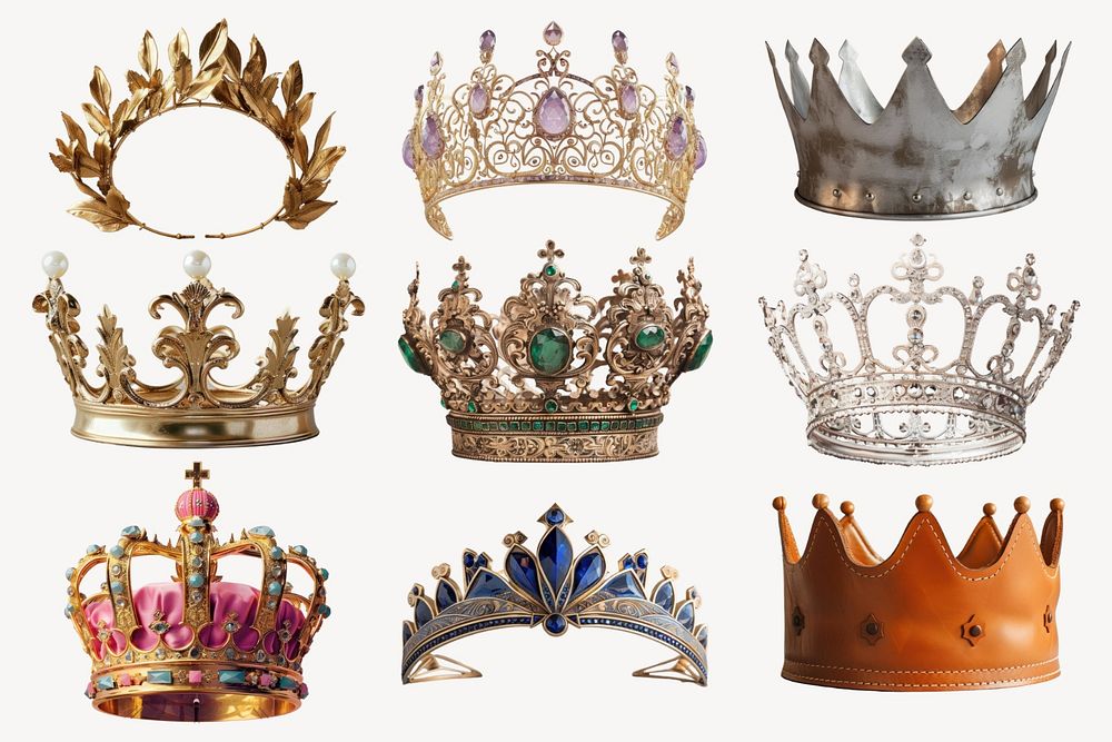Editable crown design element set | Premium Editable Design - rawpixel