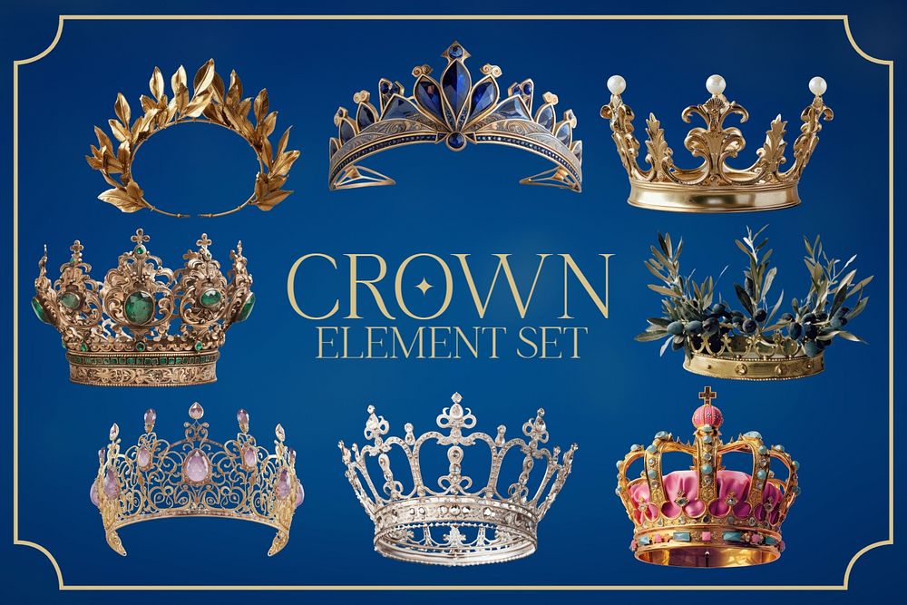 Editable crown design element set | Premium Editable Design - rawpixel