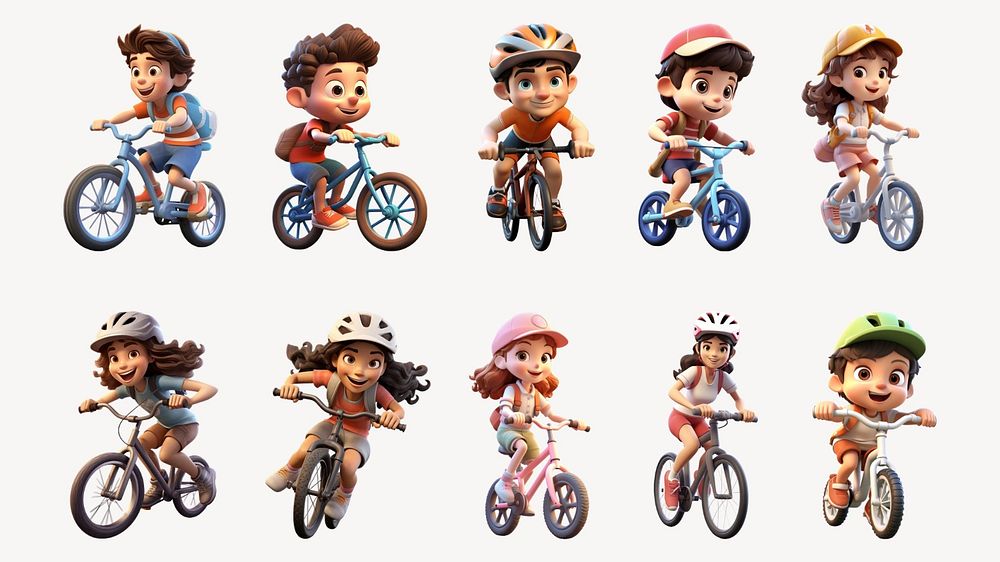 Editable 3D kids biking design | Premium Editable Design - rawpixel