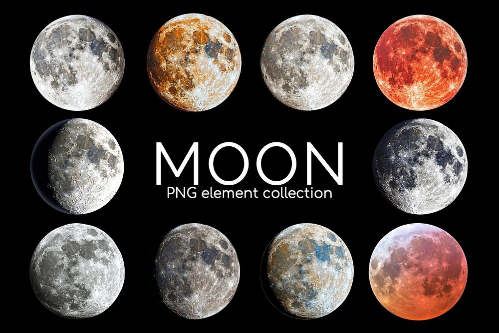 Editable moon design element set | Premium Editable Design - rawpixel