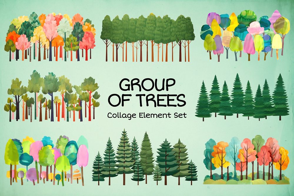 Editable group trees design element | Premium Editable Design - rawpixel