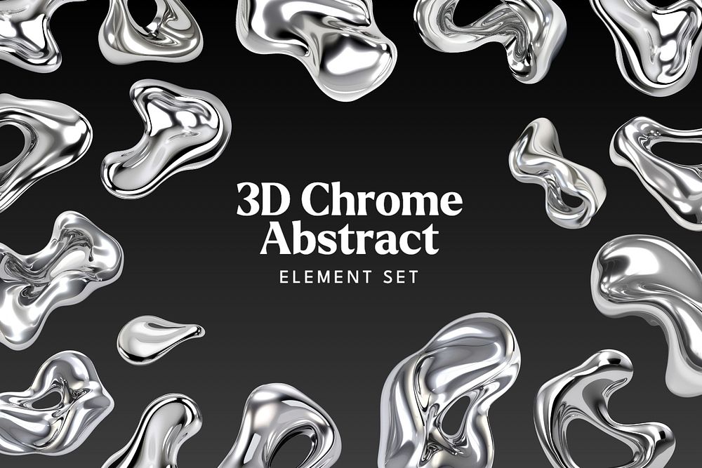 Editable 3D liquid chrome abstract | Premium Editable Design - rawpixel