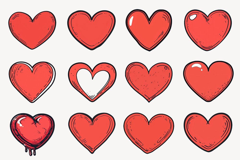 Editable hand drawn red heart | Premium Editable Design - rawpixel